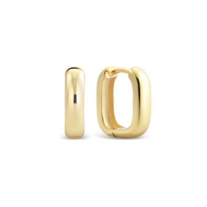 Square Huggie Hoop Earrings, 14K Square Hoop Earrings, 925 Sterling ...