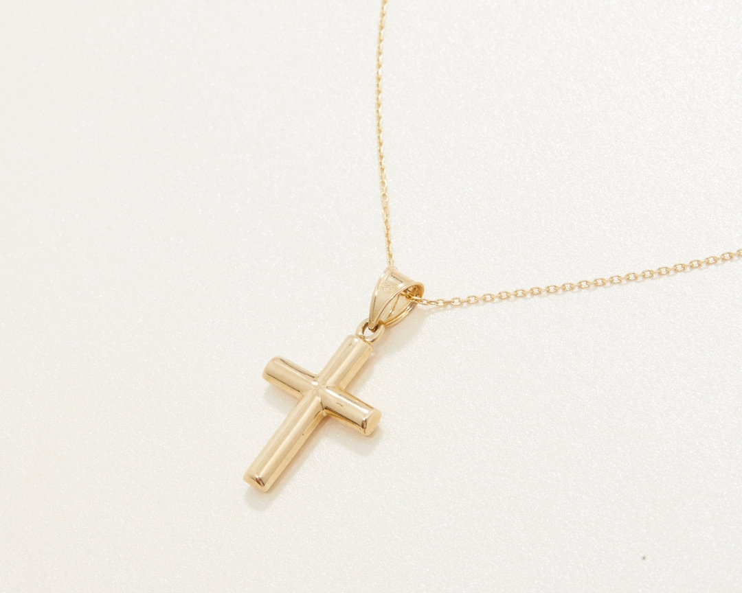 Small Cross Necklace, Gold Small Christian Necklace, Dainty Cross ...