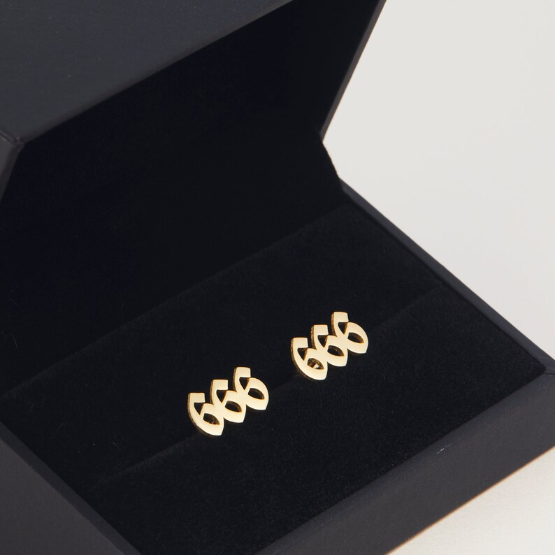 Angel Number Earrings, 14K Gold Lucky Number Earring, Angel Numbers ...