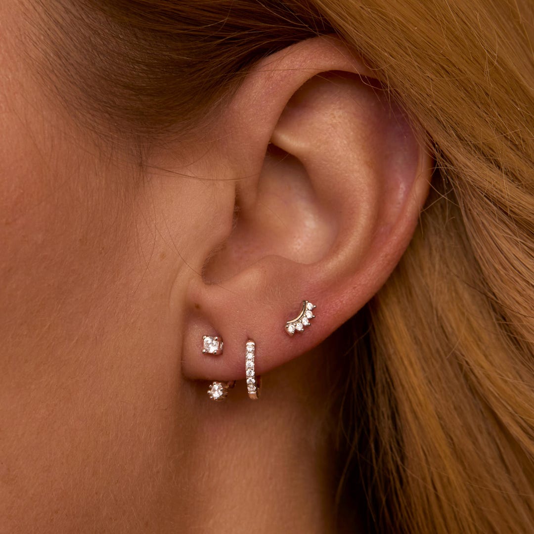 Sterling Silver Earring Set, Earring Jacket, Pave Huggie Hoop, Ear ...