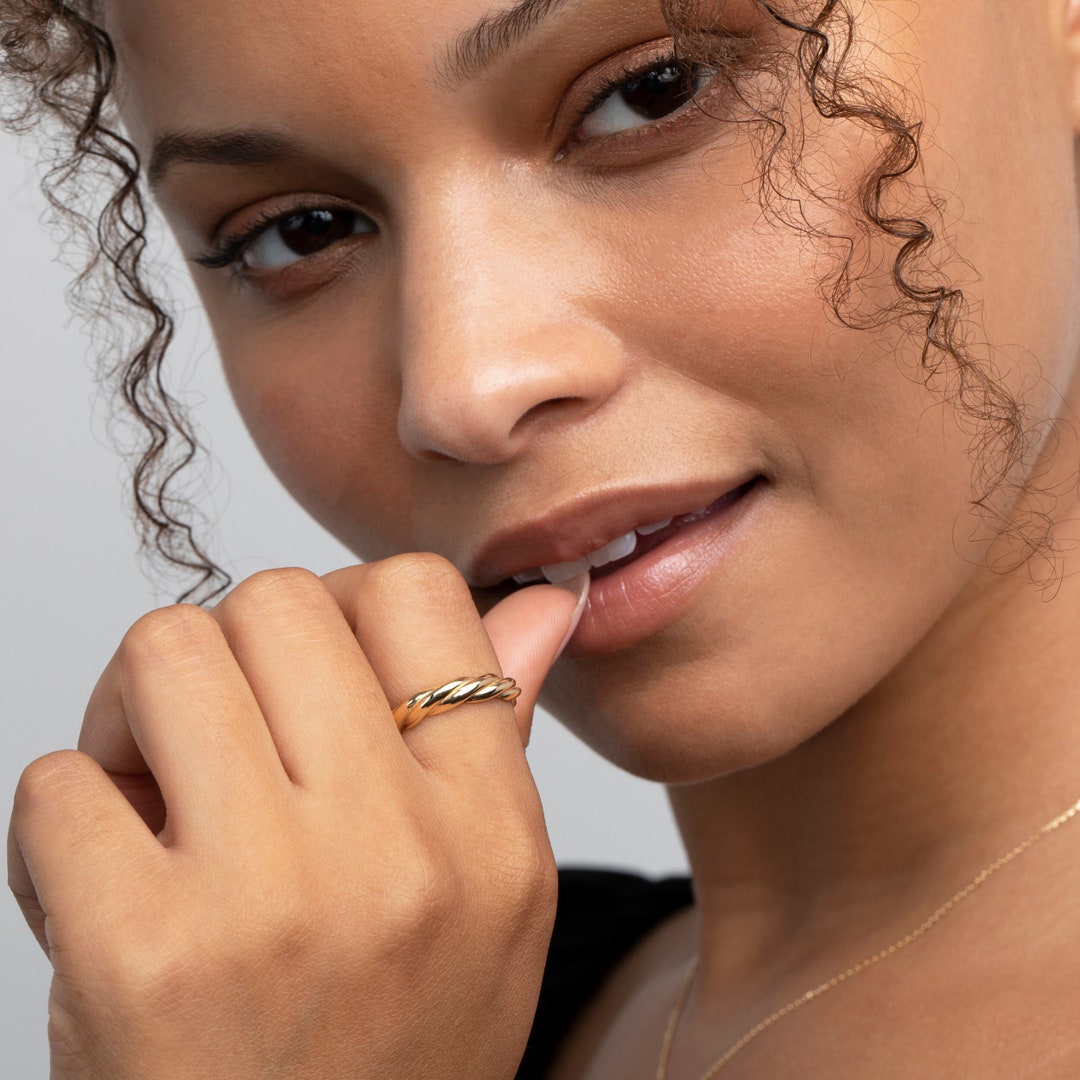 14K Gold Twisted Rope Ring, Silver Twisted Rope Ring, Minimalist ...