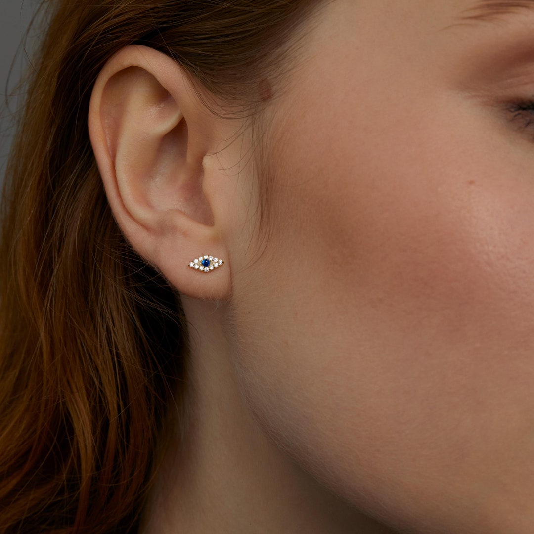 Evil Eye Stud Earrings Silver Evil Eye Earrings Gold Earrings Dainty ...