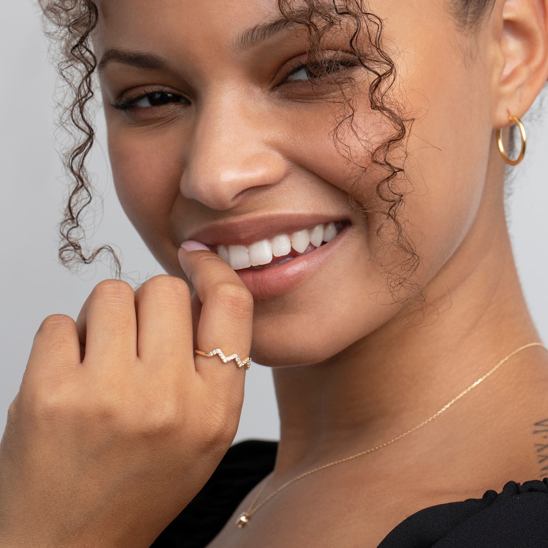 Zig Zag Ring, 14K Solid Gold Zig Zag Ring, 10K Zig Zag Ring, 8K Gold Ring, Silver Rings ...