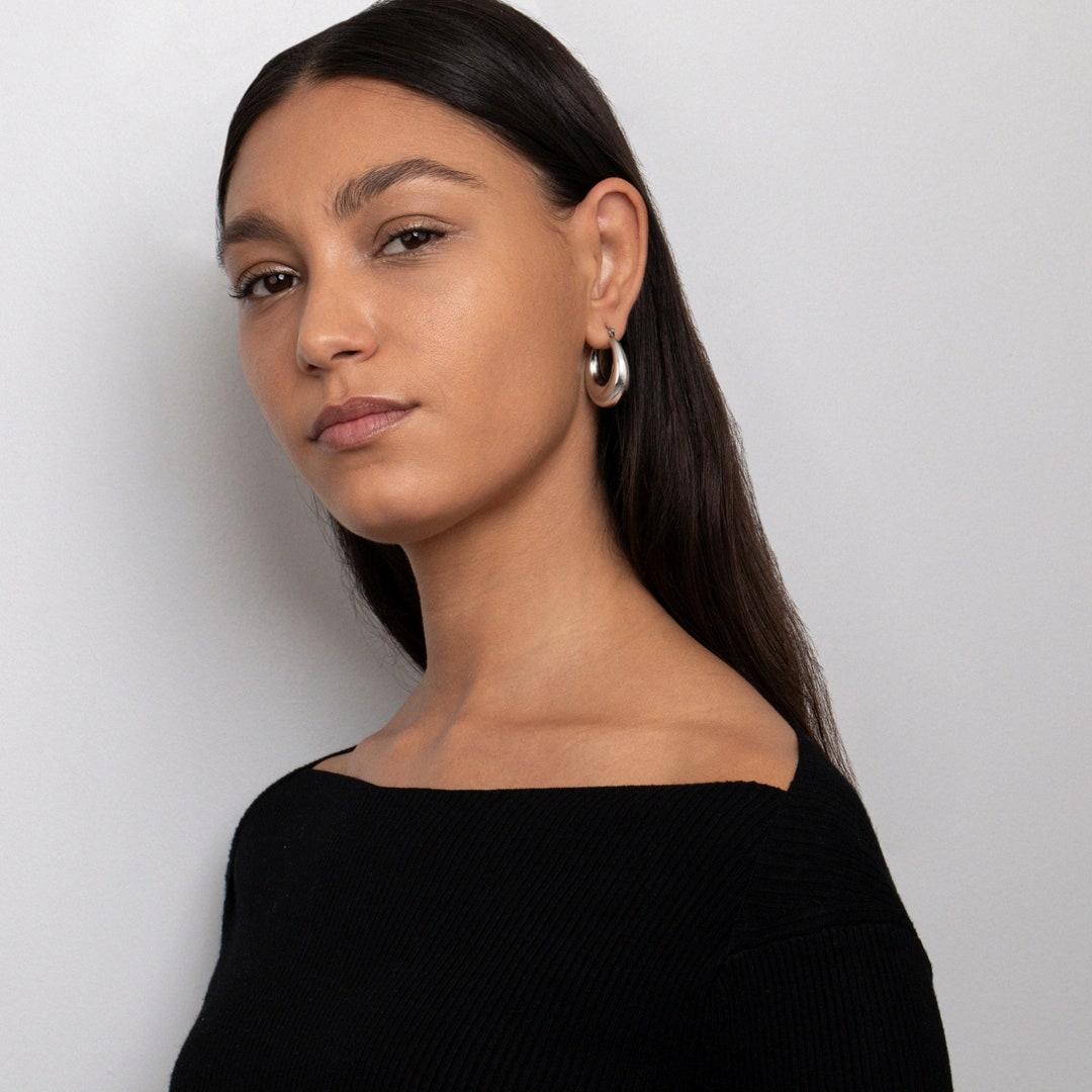 Chunky Silver Hoops, Silver Thick Hoop Earrings, Chunky Hoops, Chunky Hoop Earrings, Chunky Oval ...