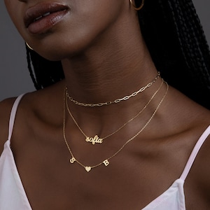 14K SOLID GOLD Name Necklace, Personalized 14K Gold Necklace ...