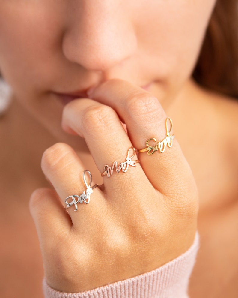 14K Gold Name Ring Personalized Name Ring Minimalist Jewelry | Etsy