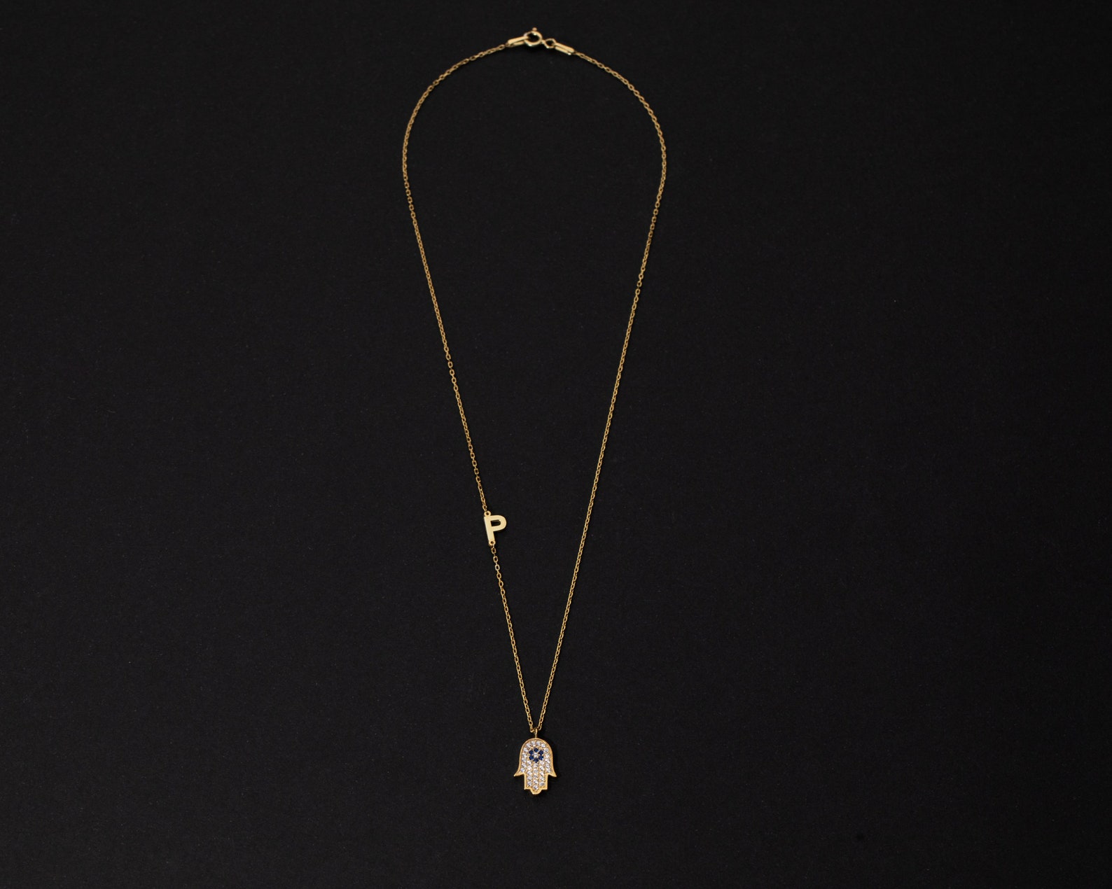 Hamsa Name Necklace Initial Necklace Evil Eye Hindu Hamsa - Etsy