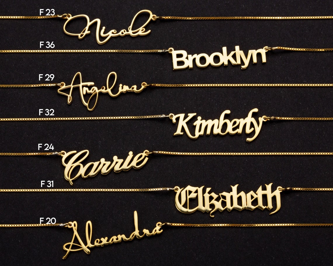 Dainty Name Necklace Necklace With Names 14K Solid Gold | Etsy