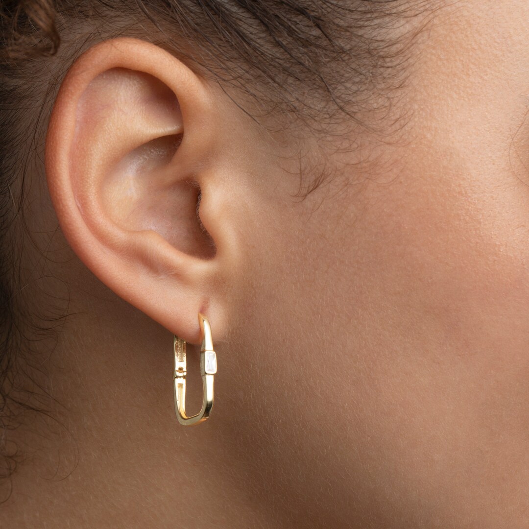 Square Hoop Earrings, 925 Sterling Silver Square Hoop Earrings, Square ...