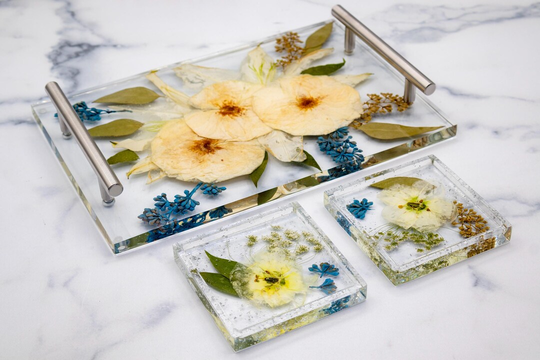 Funeral Flower Preservation Resin Vanity Tray Memorial Flower Keepsake ...