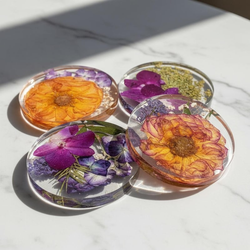 Flower in Resin Coasters - Etsy