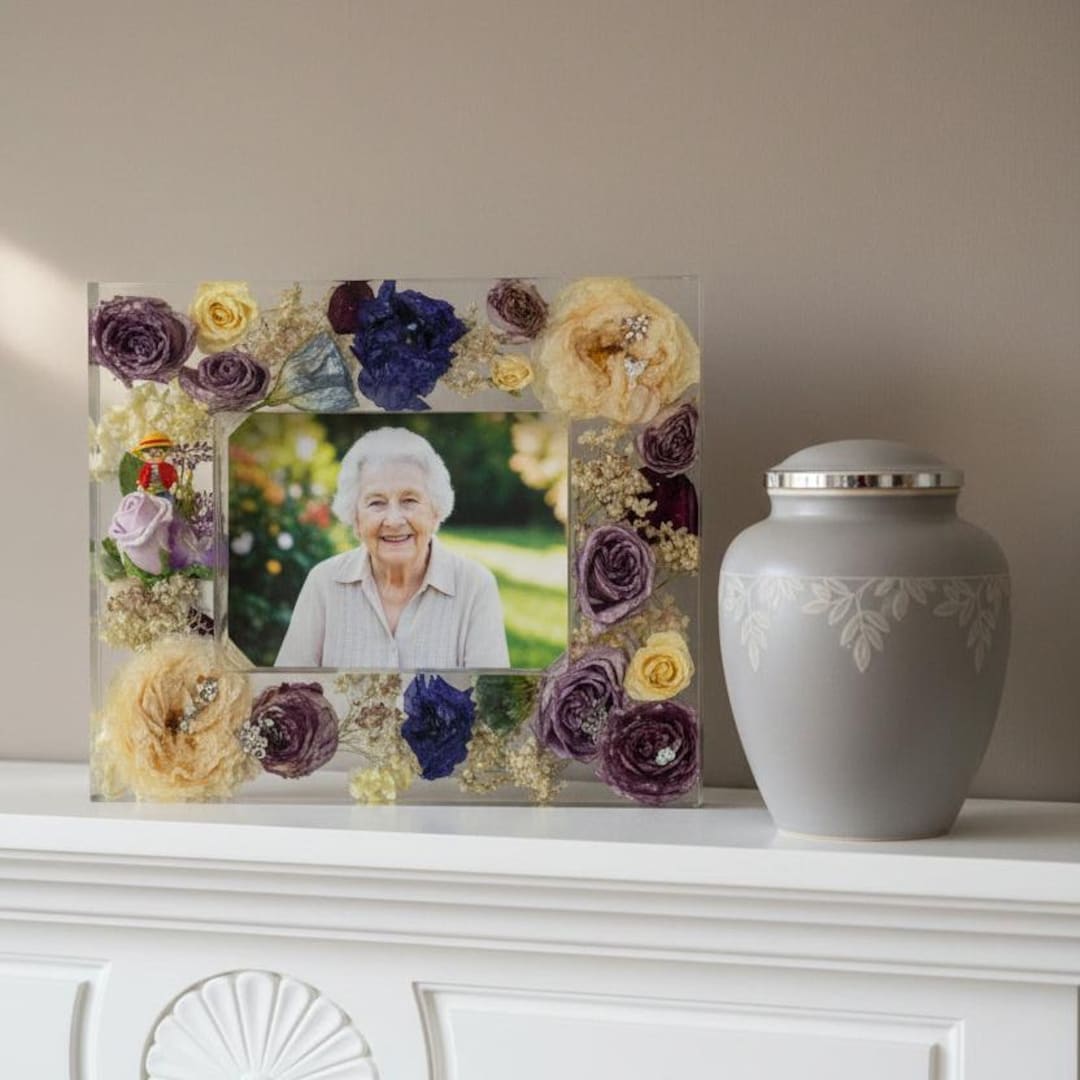 Funeral Flower Photo Frame Dried Flower Picture Frame Memorial Flower ...