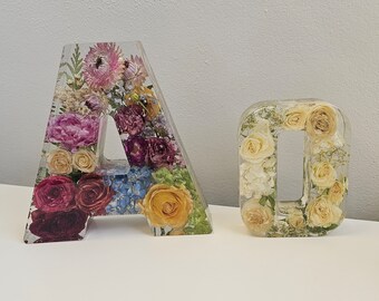 Alphabet Letter Preserved Bouquet Block, Dried Flower 3D Letter Block ...