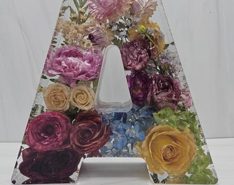 Alphabet Letter Preserved Bouquet Block, Dried Flower 3D Letter Block ...