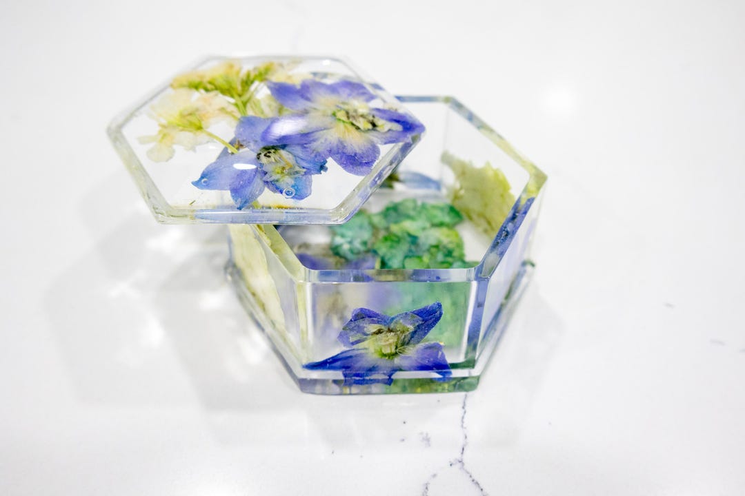 Pressed Flower Jewelry Box Bridal Bouquet Flower Keepsake Resin Flower ...