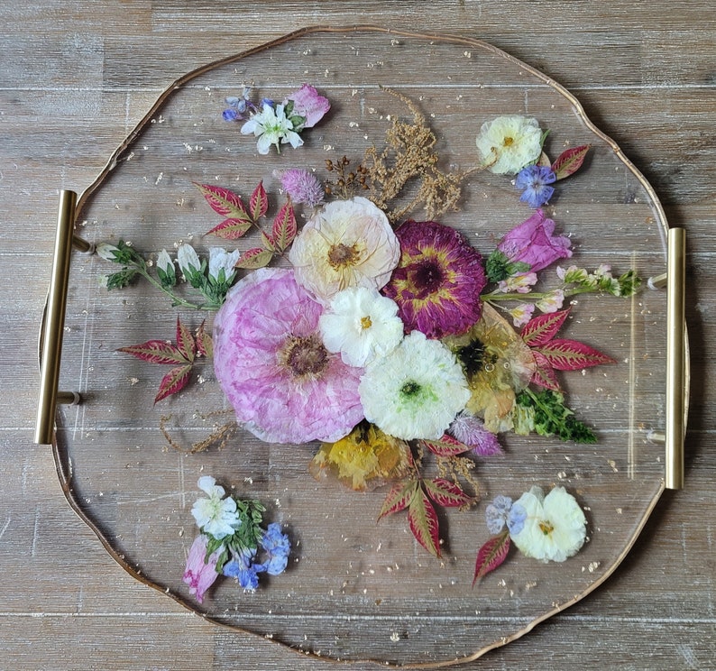 16 Round Geode Serving Tray Preserved Bouquet Platter - Etsy