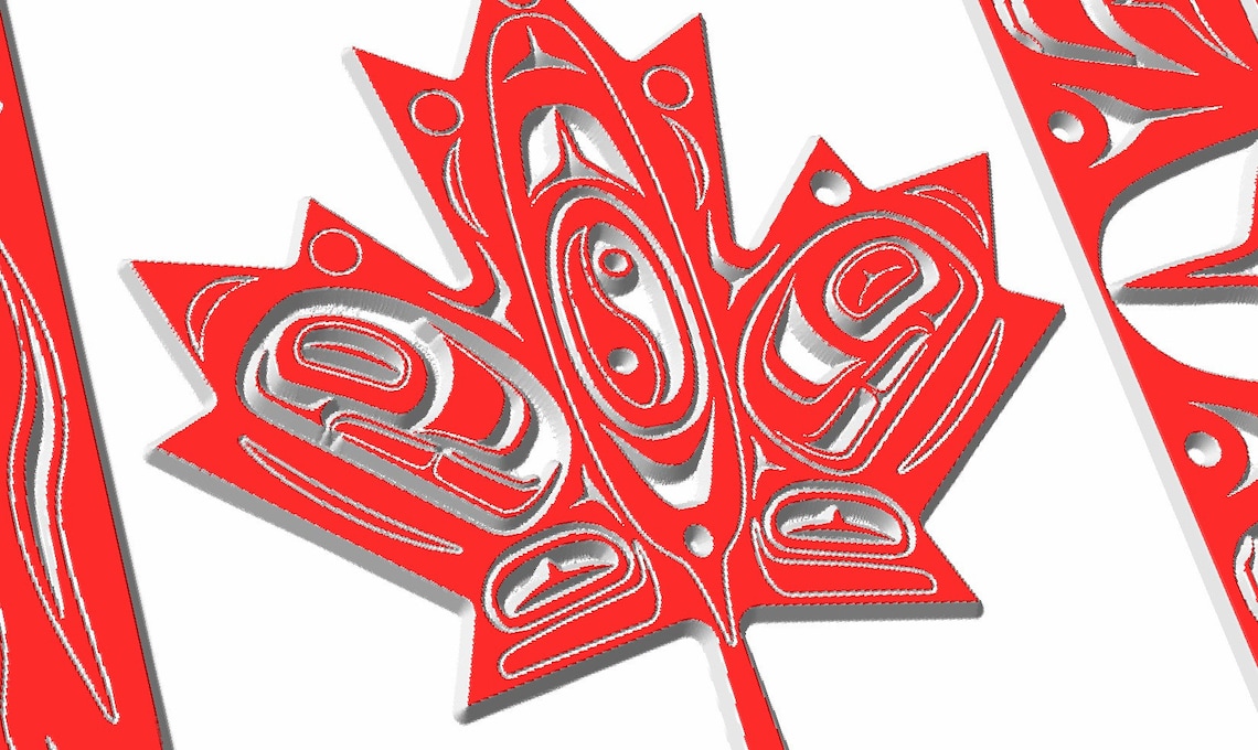 Canada Haida Flag. Digital Files for V-bit Engraving in Wood With CNC ...