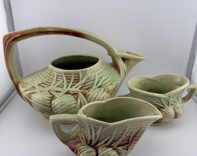 Mccoy Tea Set, Pinecone Pattern Teapot, Vintage Creamer and Sugar ...