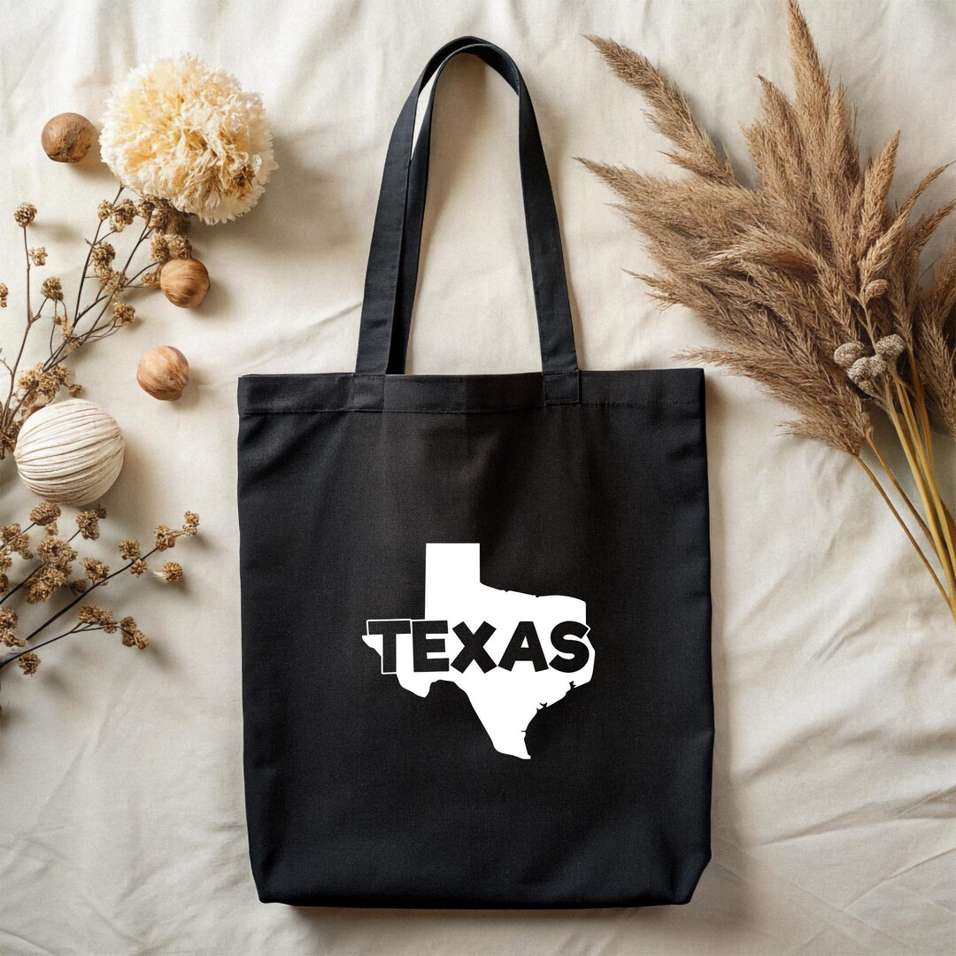 Texas Canvas Tote, Black Tote Bag, Custom Tote, Canvas Tote, Homesick ...