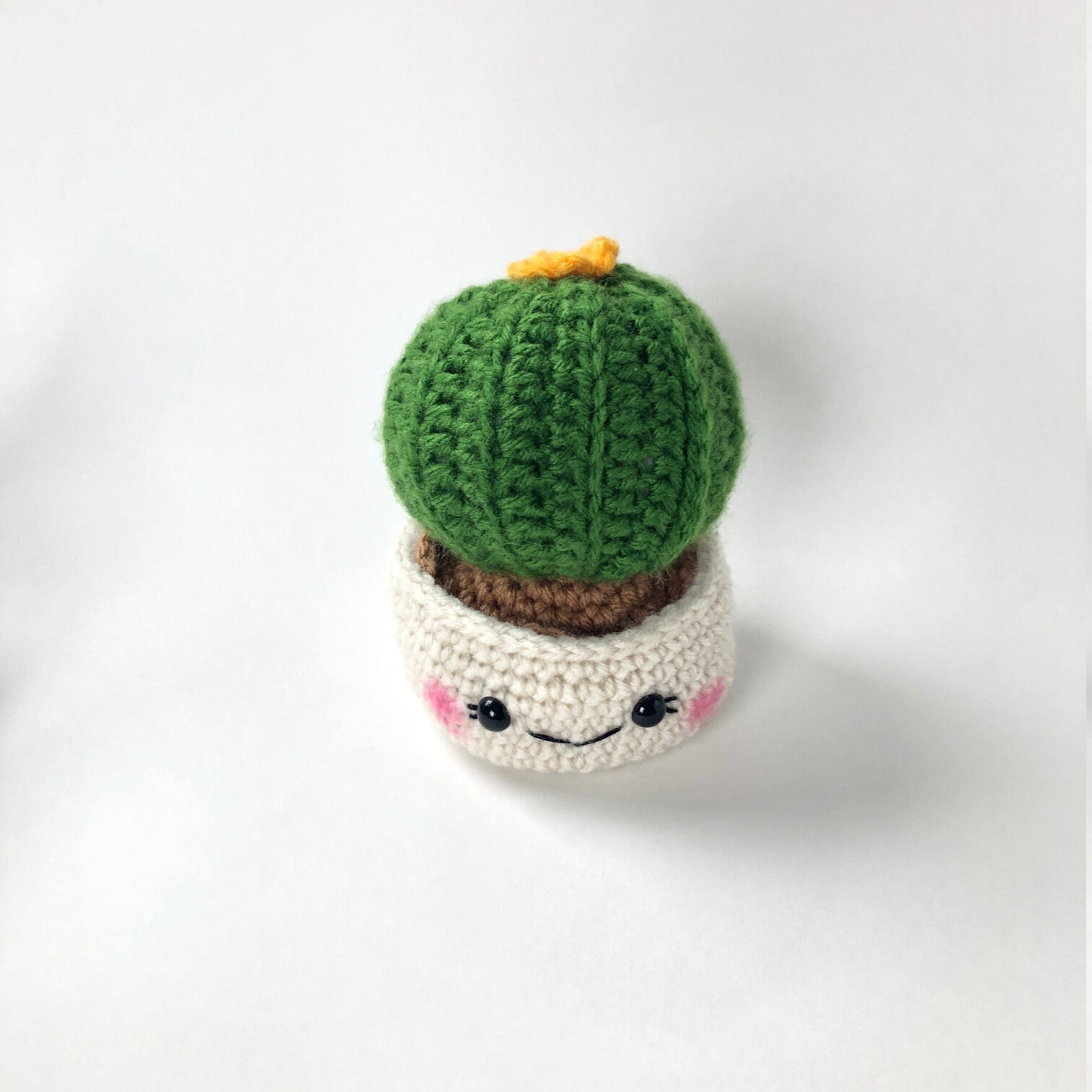 Crochet Barrel Cactus in White Pot / Crochet Nursery Decor / Crochet ...