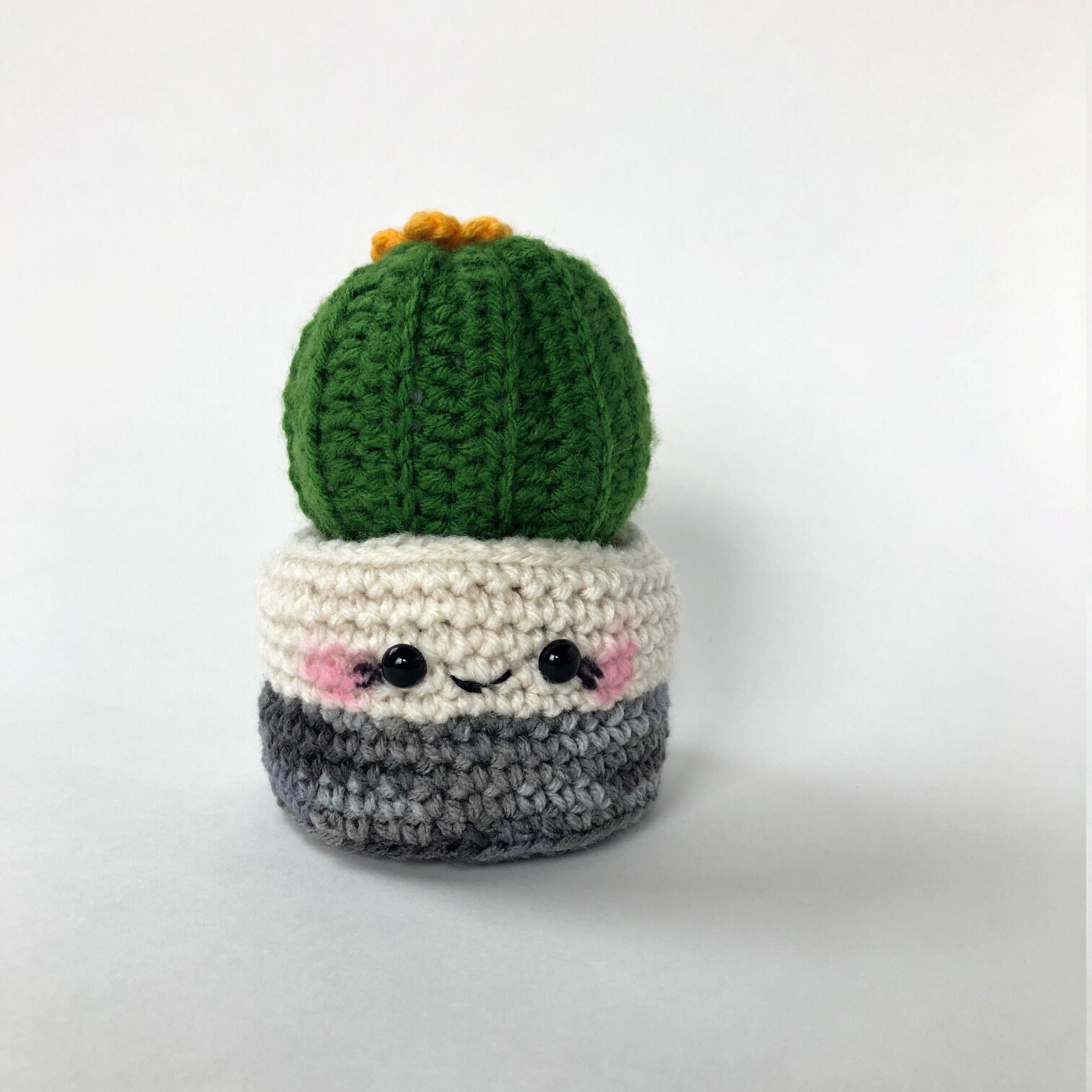 Crochet Barrel Cactus in Gray Pot / Crochet Nursery Decor / - Etsy