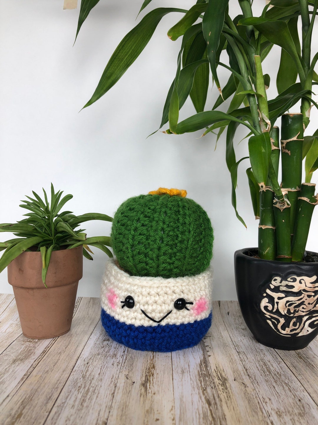 Crochet Barrel Cactus in Blue Pot / Crochet Nursery Decor / - Etsy UK
