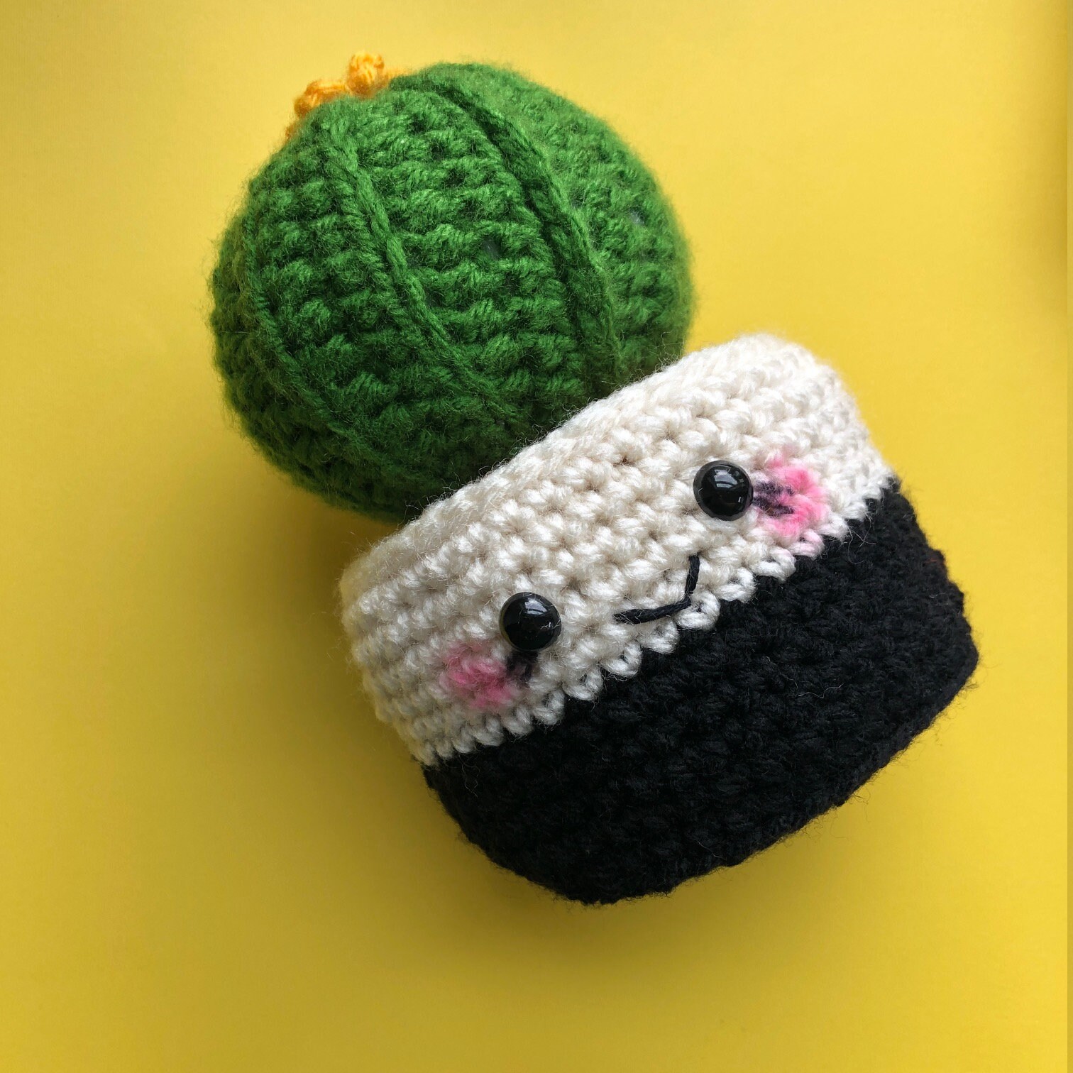 Crochet Barrel Cactus in Black Pot / Crochet Cactus Plant / | Etsy