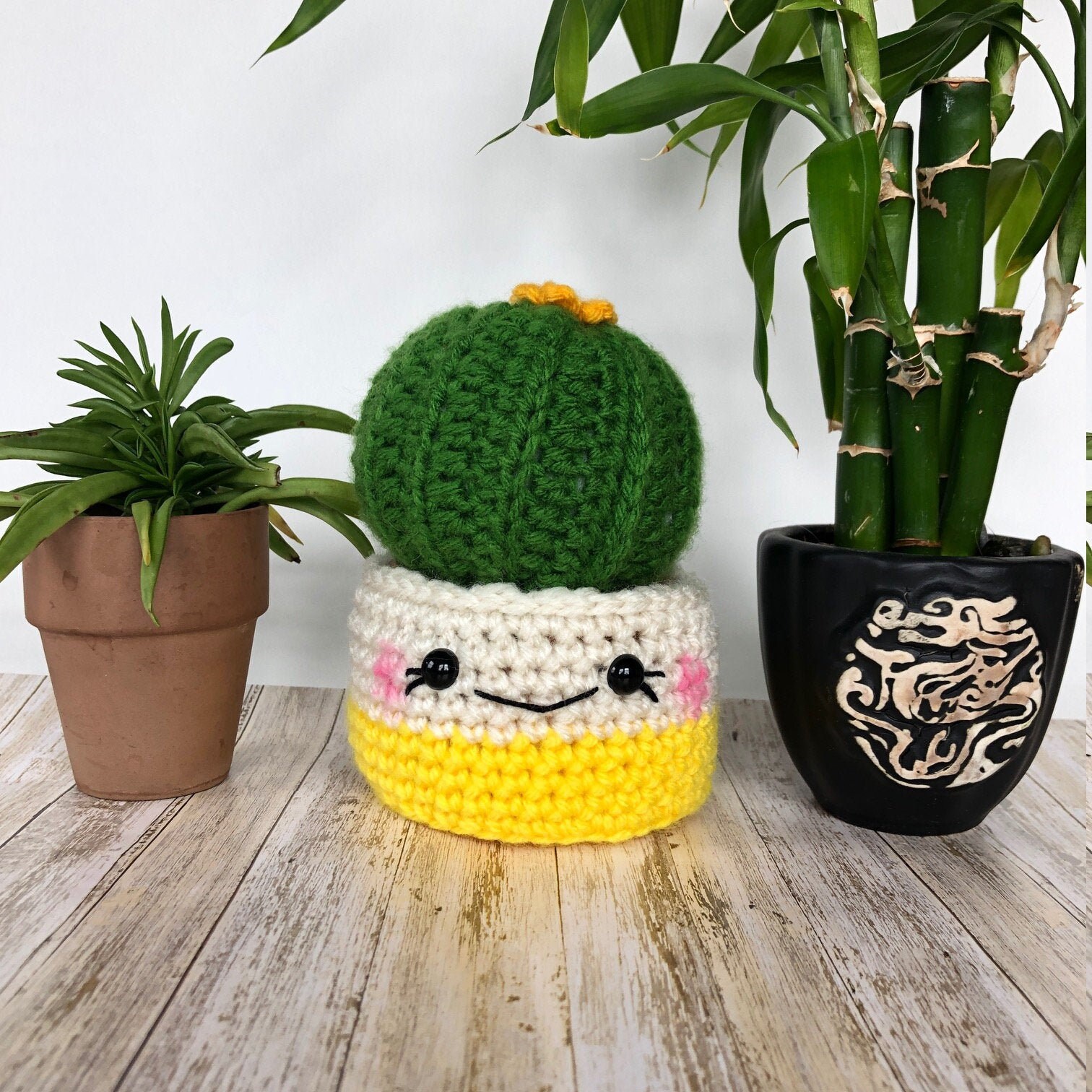Crochet Barrel Cactus in Neon Yellow Pot / Crochet Nursery - Etsy