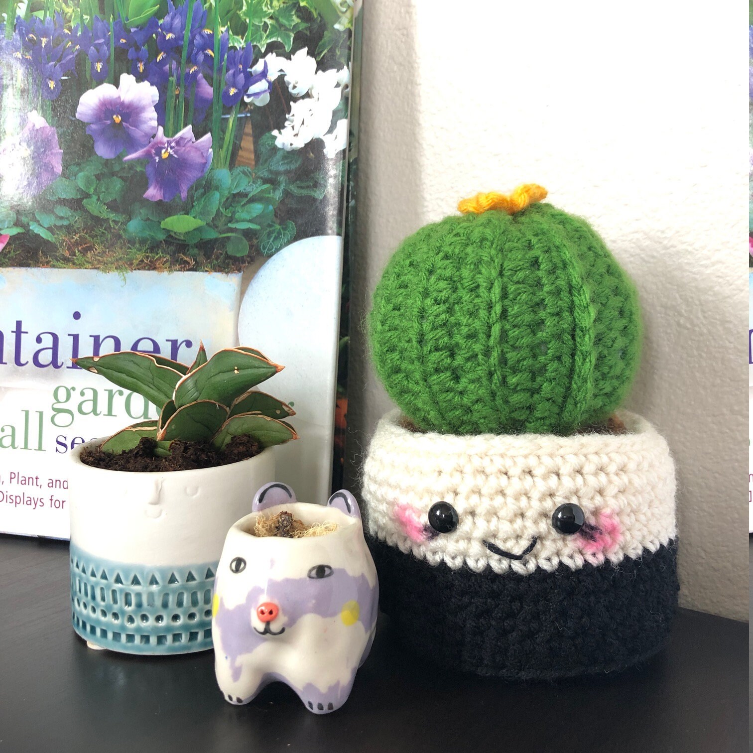 Crochet Barrel Cactus in Black Pot / Crochet Cactus Plant / - Etsy UK