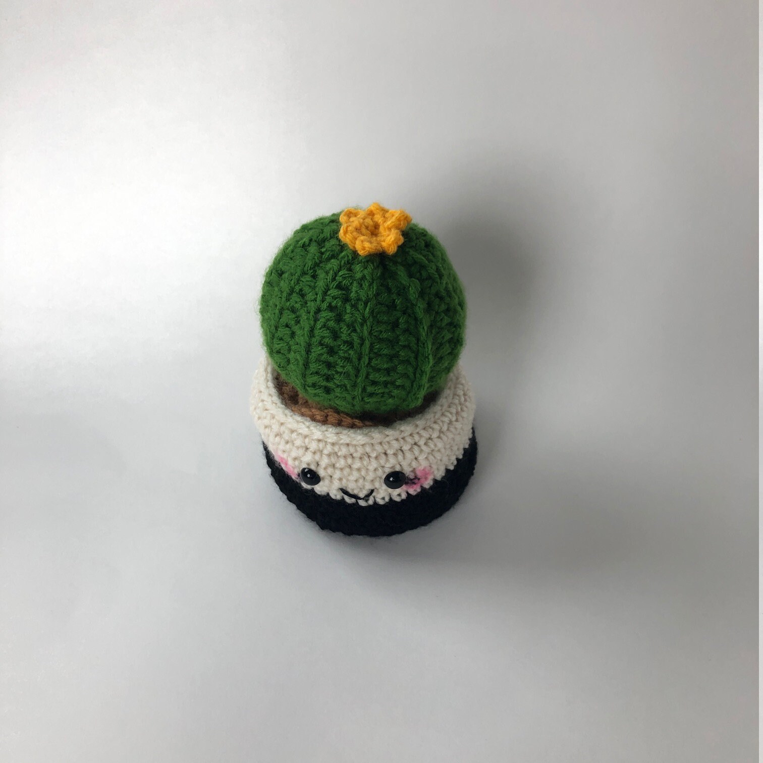 Crochet Barrel Cactus in Black Pot / Crochet Cactus Plant / - Etsy UK