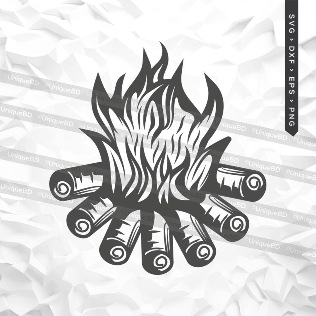 Bonfire SVG Cut File Campfire Silhouette and Flame Pit Clipart Fire Pit ...