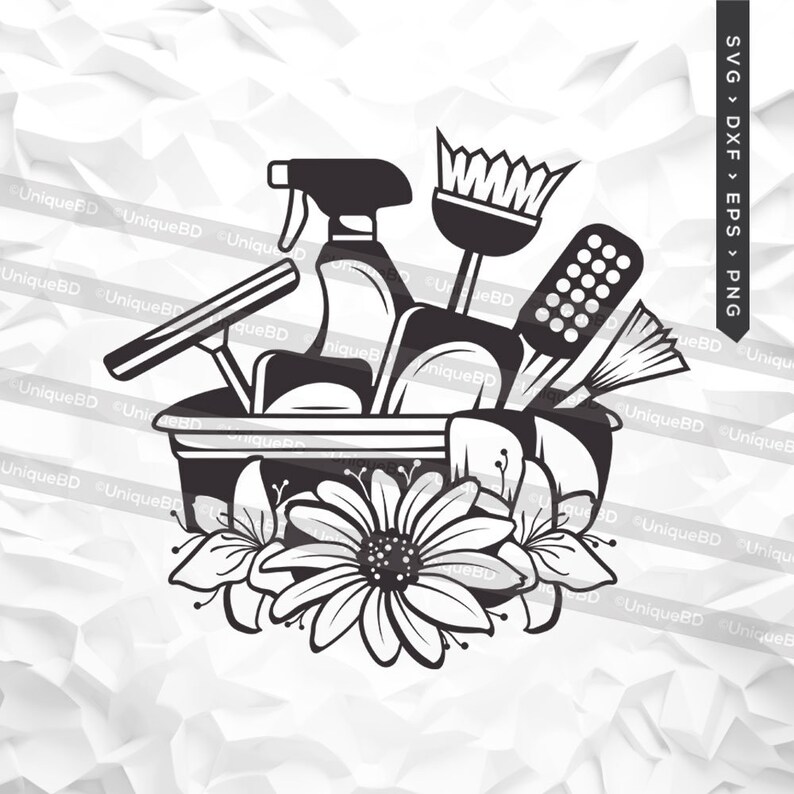 Cleaning Tools Svg Floral With Cleaning Tools Cleaning Supplies Svg Cut ...