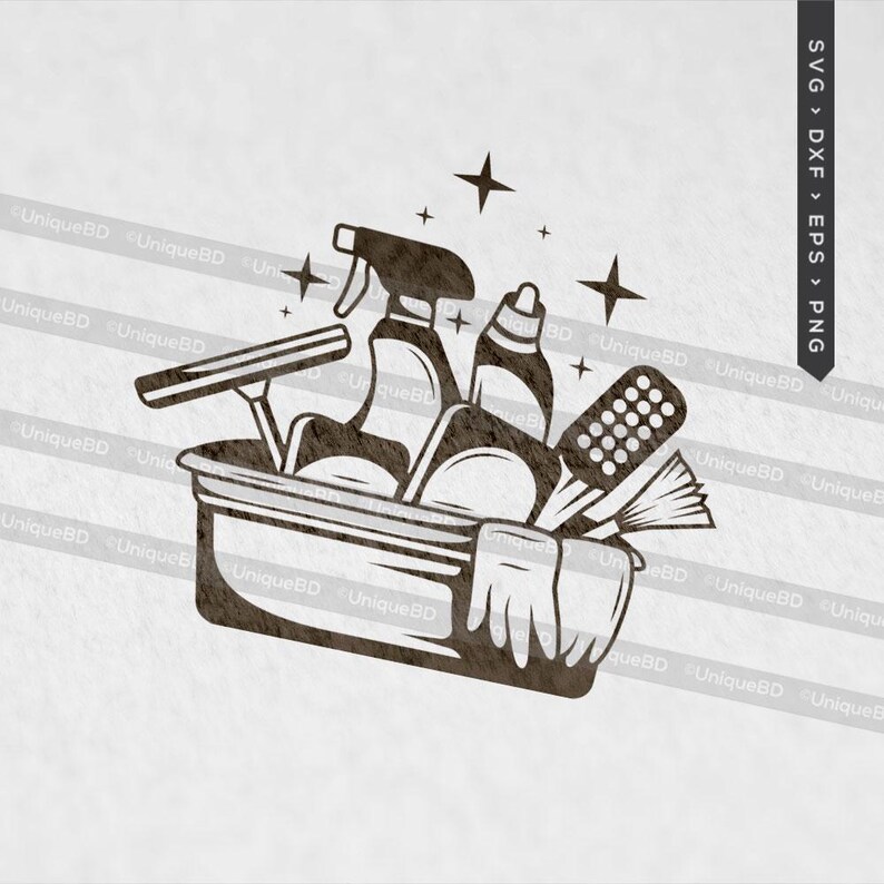 Cleaning Supplies SVG Cut Files - Maid Service Tools, Mop & Broom SVG ...