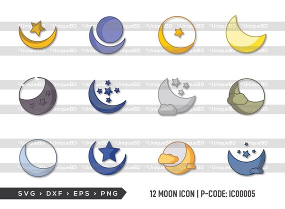 Mond Icons Farbe Mond Svg Halbmond Svg Monde Ästhetischer - Etsy.de