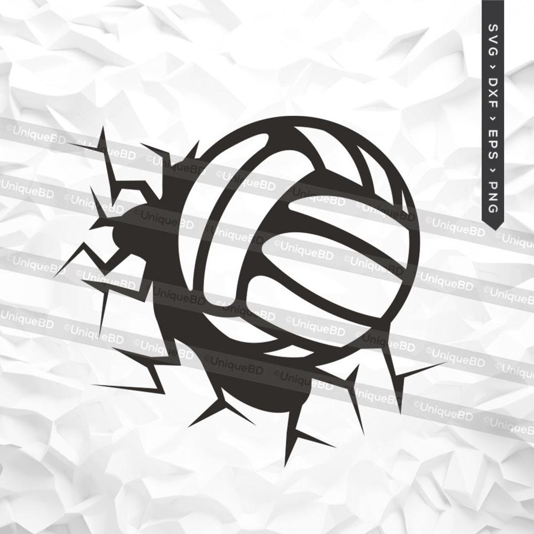 Volleyball Cracked Wall SVG Smashing Volleyball and Handball Vector ...
