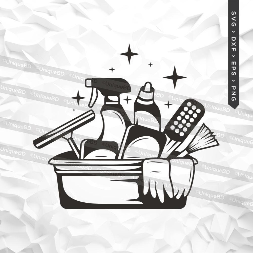 Cleaning Supplies SVG Cut Files - Maid Service Tools, Mop & Broom SVG ...