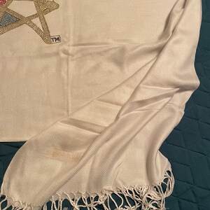 Eastern Star OES Pashmina Shawl NEW White Masonic Glamourous Fashions ...