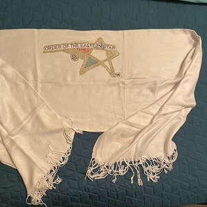 Eastern Star OES Pashmina Shawl NEW White Masonic Glamourous Fashions ...