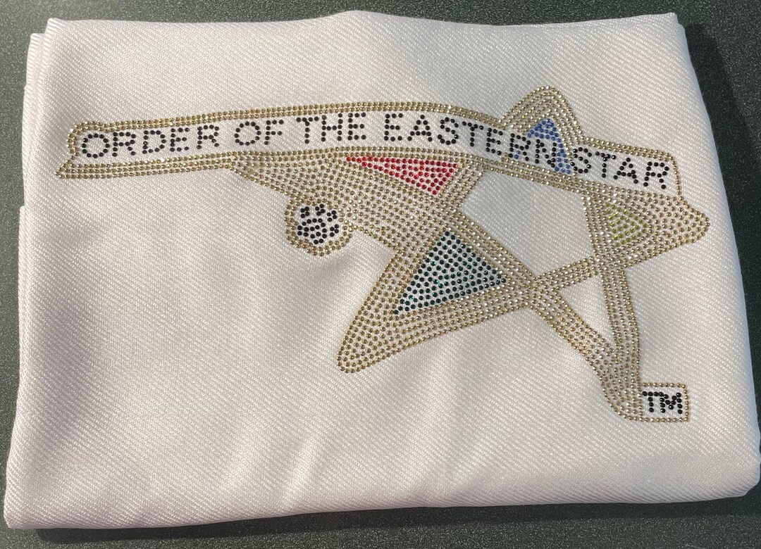 Eastern Star OES Pashmina Shawl NEW White Masonic Glamourous Fashions ...