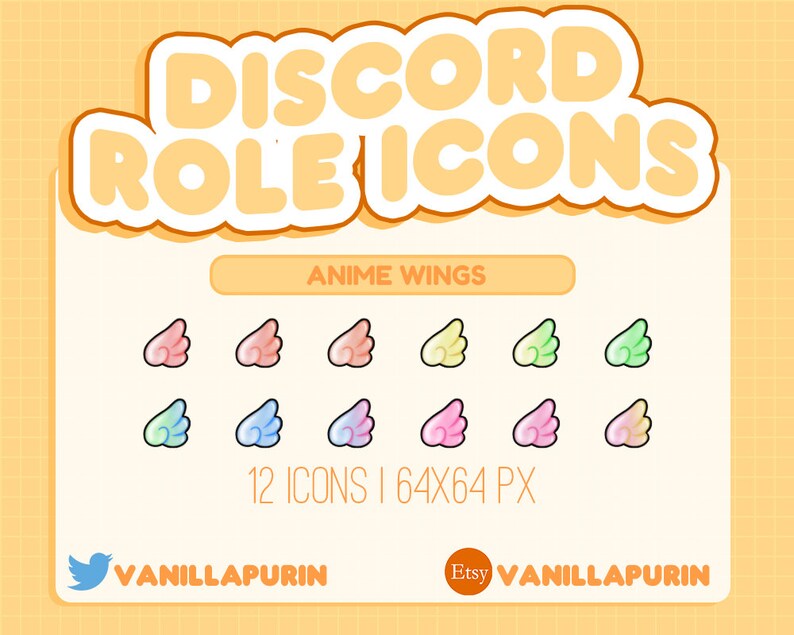 Discord Role Icons Anime Wings Discord Server Streamer | Etsy