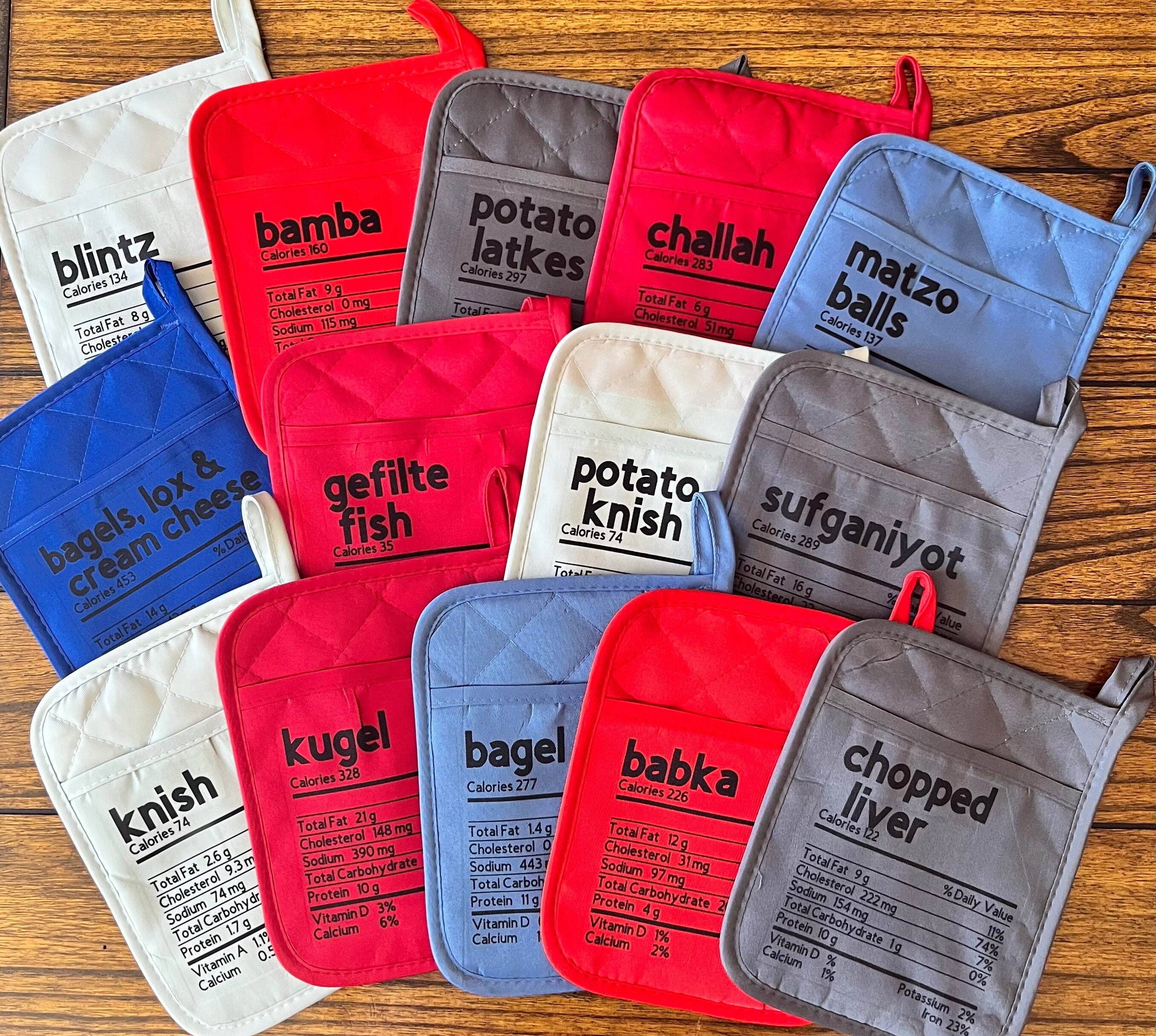 Jewish Food Pot Holder: Hannukah Gift, Kitchen Oven Mitt, Chanukah Gift ...