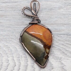 Mookaite Jasper Green / Amber color Wire Wrapped | Etsy