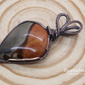 Mookaite Jasper Green / Amber color Wire Wrapped | Etsy