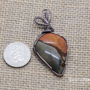 Mookaite Jasper Green / Amber color Wire Wrapped | Etsy