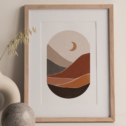 Moon Phases Art Print Desert Art Home Decor Wall Art - Etsy