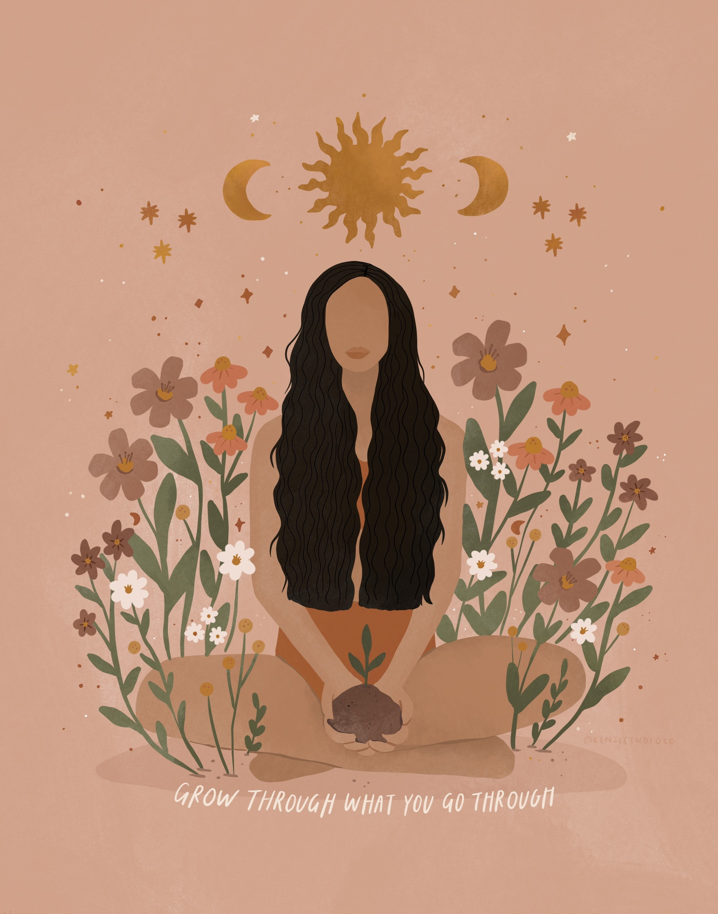 Grow Through What You Go Through Self Love Art Digital Art - Etsy