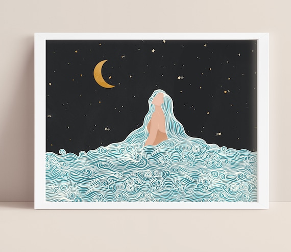 Waves of Life Woman Ocean Portrait Desert Sun Art Print - Etsy