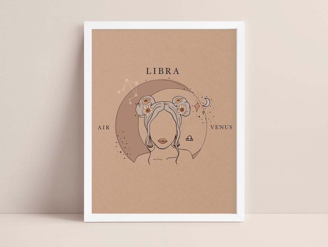 Libra Zodiac Artwork Horoscope Art Astrology Illustration - Etsy