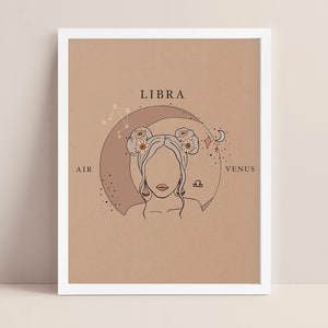 Libra Zodiac Artwork Horoscope Art Astrology Illustration - Etsy