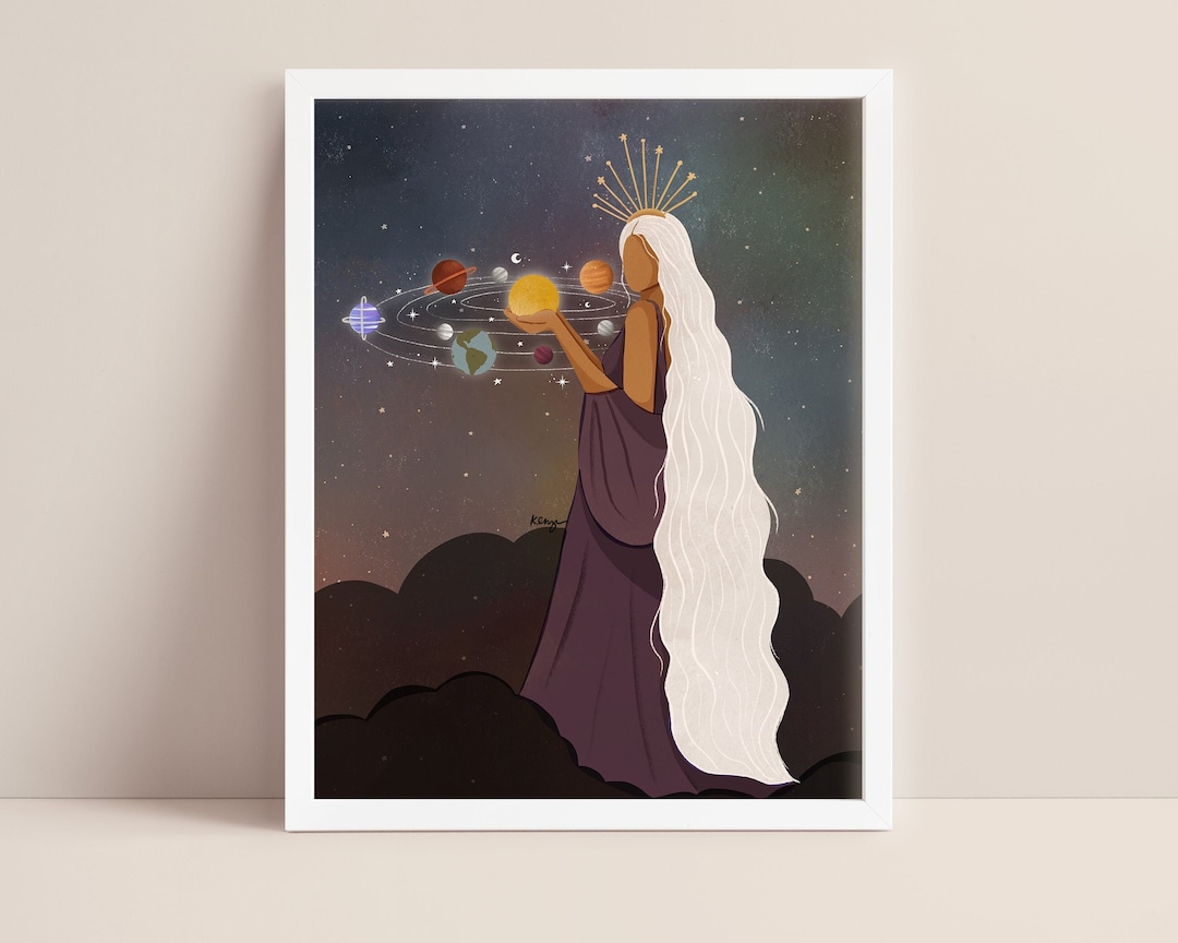 Celestial Portrait Art Print: Universe, Stars, and Moon - Etsy